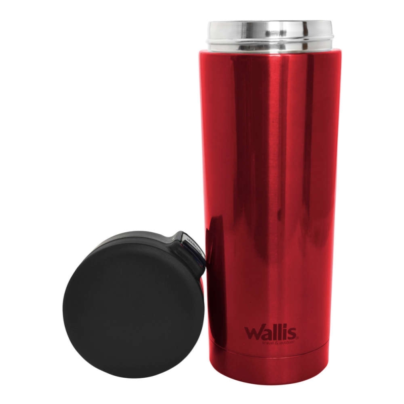 Termo acero inox, 500 ml, rojo intenso con negro - Productos | Wallis ...